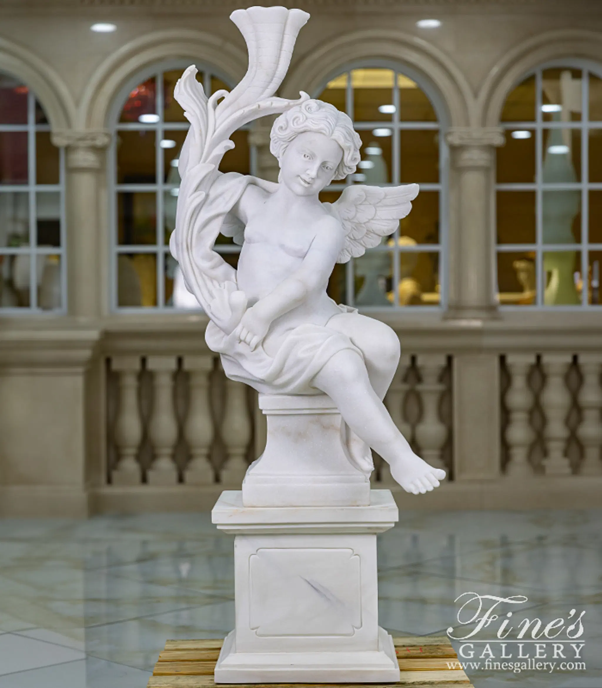 Marble Statues - Carved Marble Cherub Statues - MS-1273 - Fine's ...